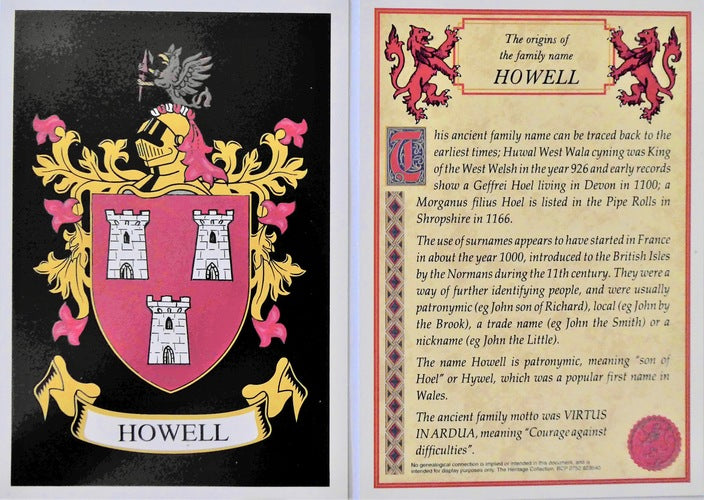 Family Coat of Arms Postcard - Howell – Personal Times